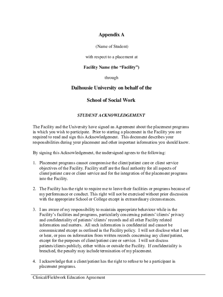 Fillable Online Clinical/fieldwork Education Agreement Fax Email Print ...