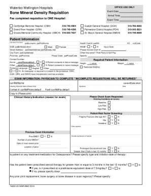 Fillable Online Bone Mineral Density Exam Requisition Form Fax Email ...