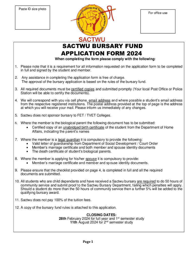 Fillable Online Za Bursary Application 2023-2024 Form - Fill Out and ...