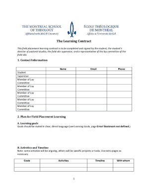 Fillable Online Field Placement Learning Contract Fax Email Print ...