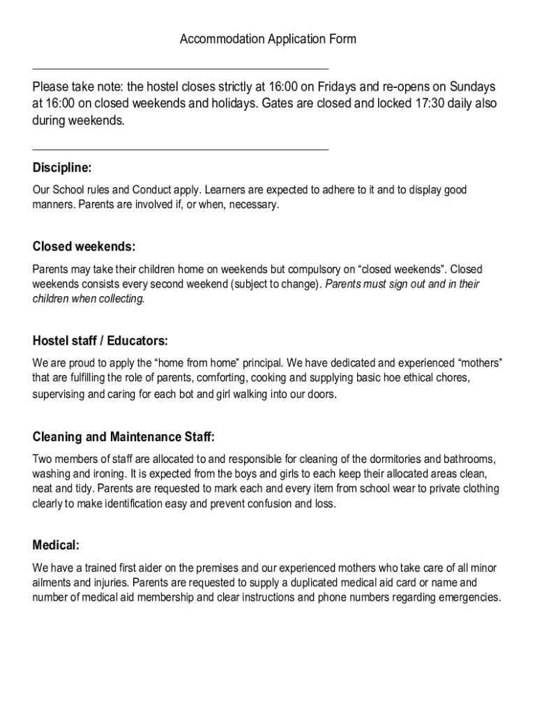 Fillable Online Accommodation Application Form Fax Email Print - pdfFiller