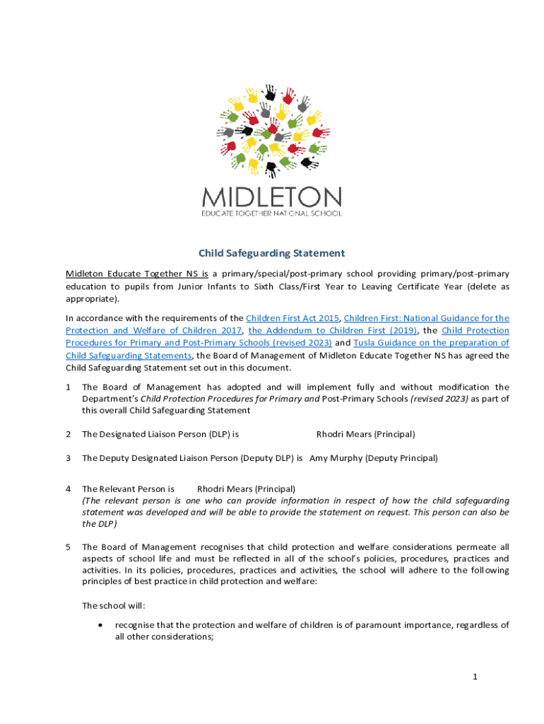 Fillable Online 1Page Child Safeguarding Statement ... Fax Email Print - pdfFiller