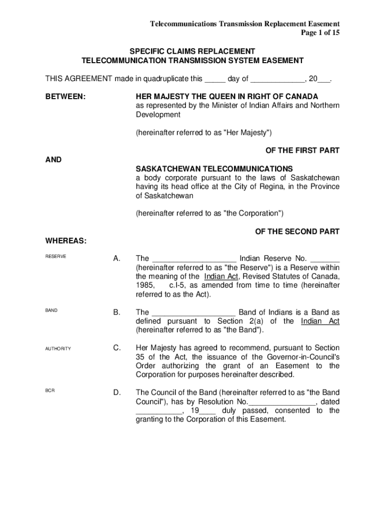 Fillable Online Telecommunications Transmission Replacement Easement ...