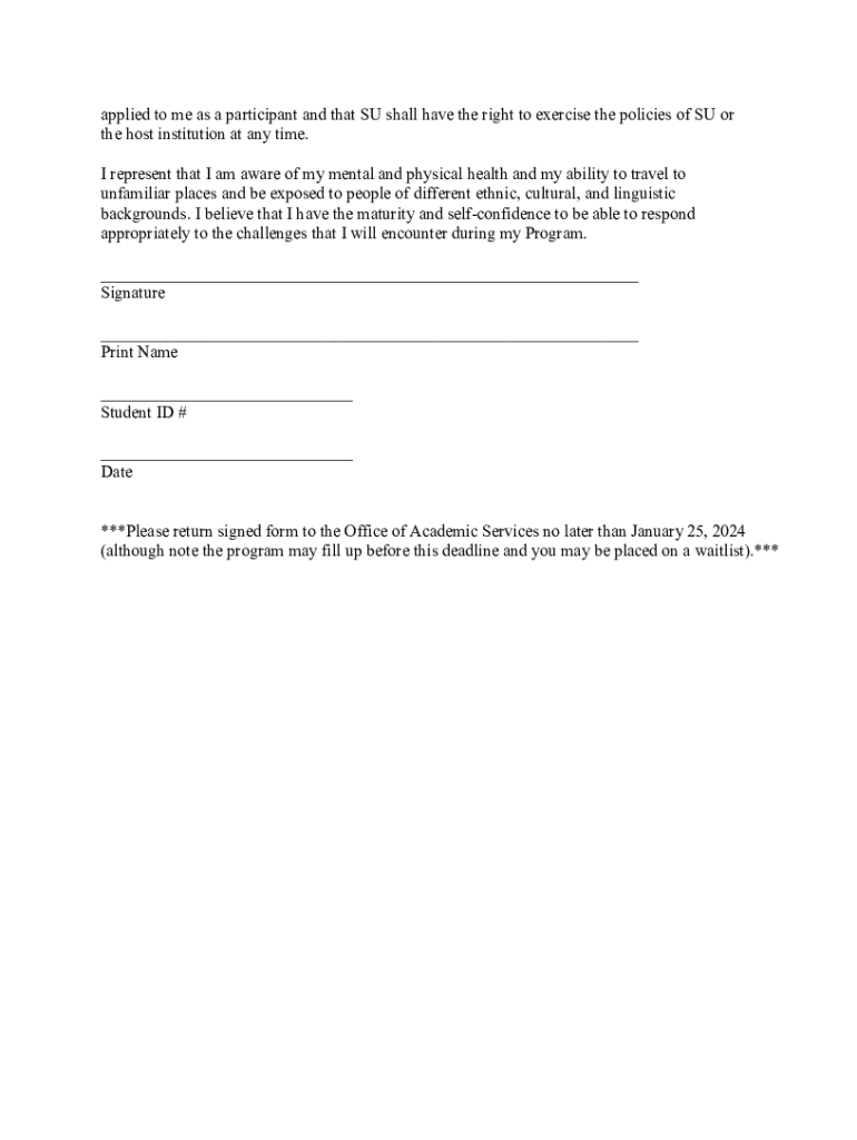 Fillable Online SUNY-agreement-and-release-form-study-abroad. ... Fax Email Print - pdfFiller
