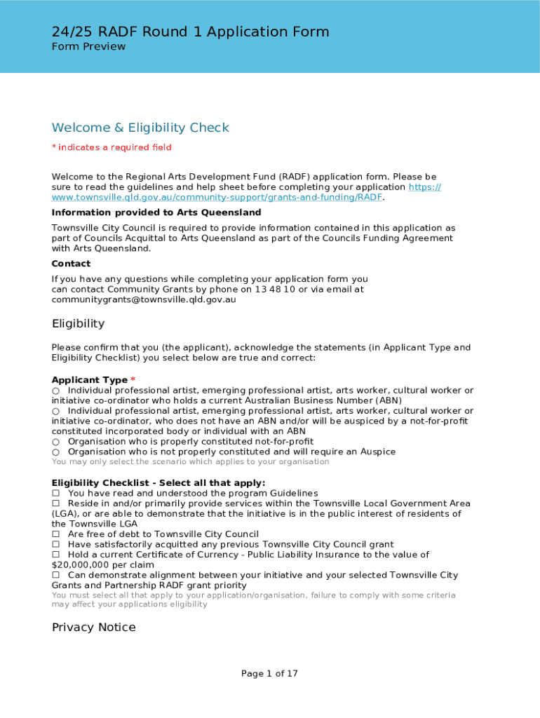 Fillable Online 24/25 RADF Round 1 Application Form Fax Email Print - pdfFiller
