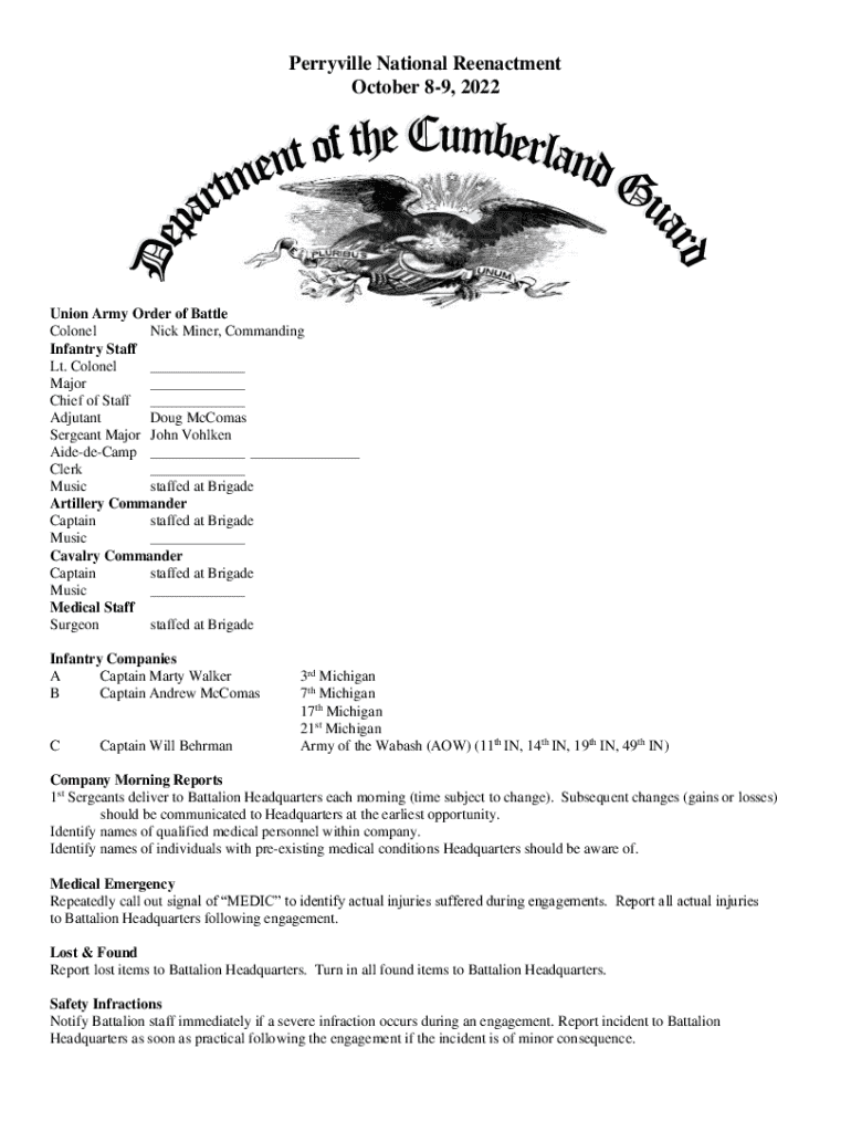 Fillable Online Perryville National Reenactment Fax Email Print - pdfFiller