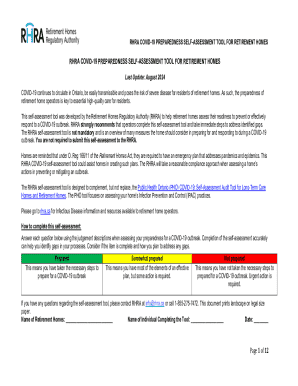Fillable Online Rhra Covid-19 Preparedness Self-assessment Tool Fax ...
