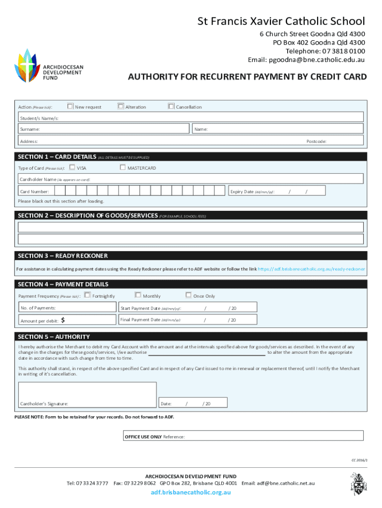 Fillable Online St Francis Xavier School (Goodna)Department of ...