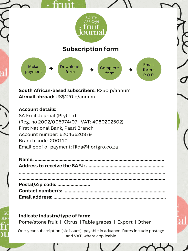 Fillable Online Sa Fruit Journal Subscription Fax Email Print - pdfFiller