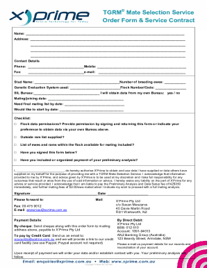 Fillable Online Tgrm® Mate Selection Service Fax Email Print - pdfFiller