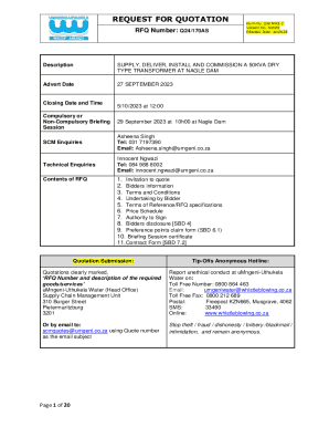 Fillable Online Request for Quotation for 50kva Dry Type Transformer ...