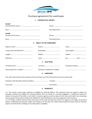 Fillable Online Used Boat Purchase Agreement Fax Email Print - pdfFiller