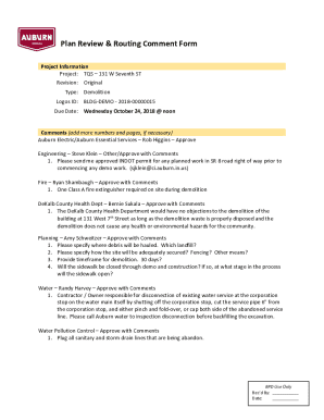 Fillable Online Plan Review & Routing Comment Form for Tqs – 131 W ...