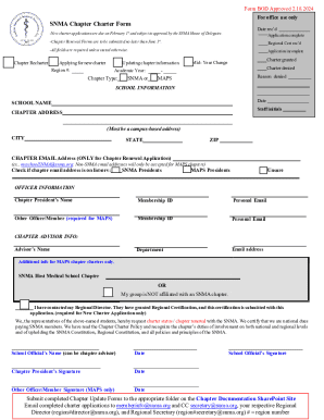 Fillable Online Snma Chapter Charter and Renewal Application Fax Email ...