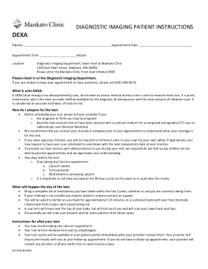 Fillable Online Dexa Scan Patient Instructions Fax Email Print - pdfFiller