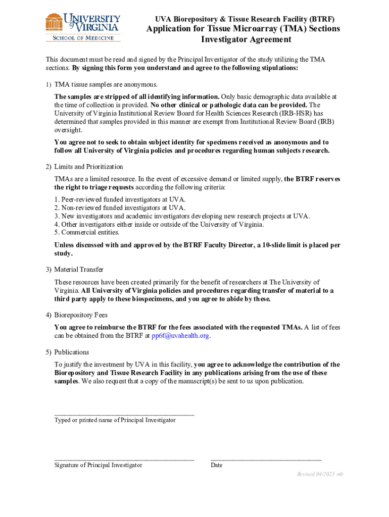 Fillable Online Application-for-TMA-sections-investigator-agreement ...
