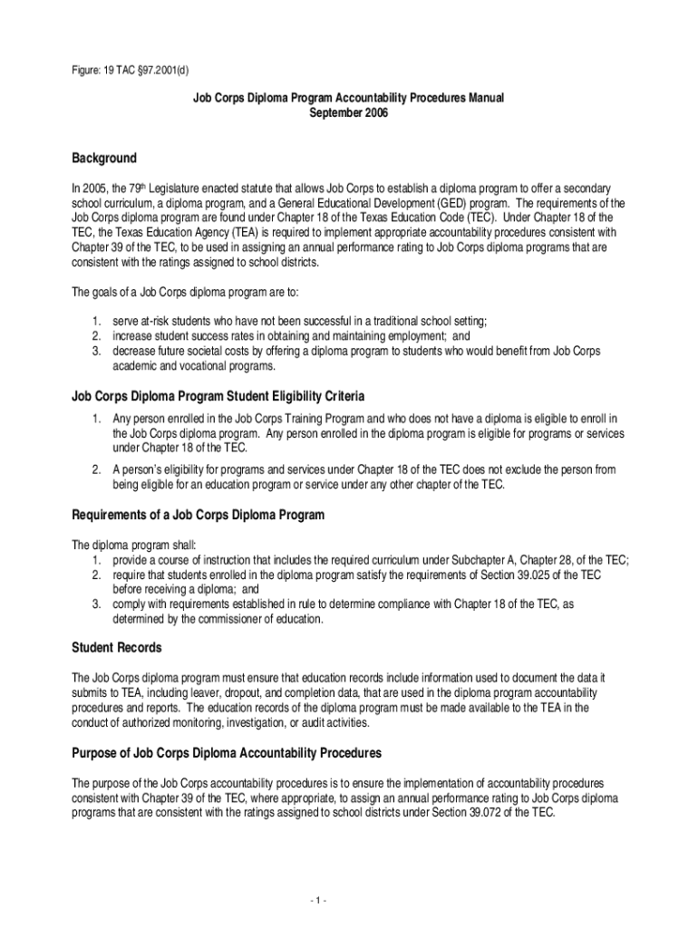 Fillable Online Job Corps Diploma Program Accountability Procedures ...