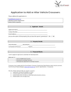 Fillable Online Vehicle Crossover Application Fax Email Print - pdfFiller