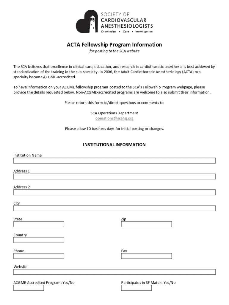 Fillable Online Acta Fellowship Program Information Fax Email Print - pdfFiller