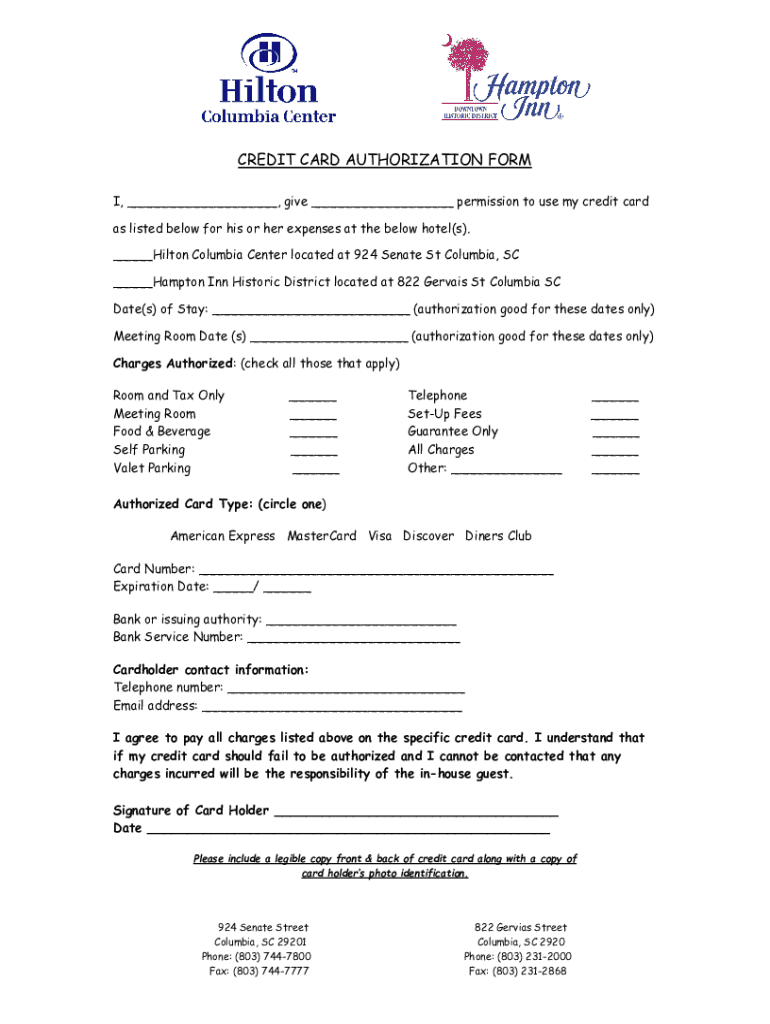 Fillable Online Credit Card Authorization Fax Email Print - pdfFiller