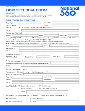 Fillable Online Ndis Referral Form - National 360 Fax Email Print ...