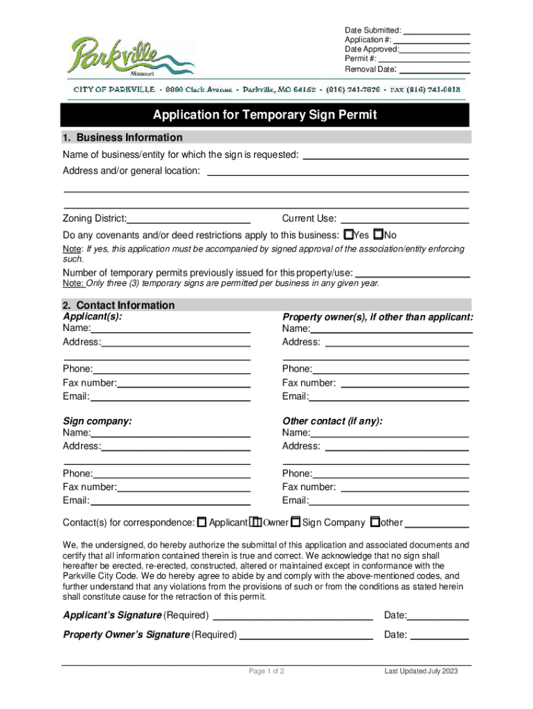 Fillable Online Sign Permit Application Application for Sign Permit Fax Email Print - pdfFiller