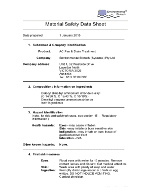 Fillable Online Ac Pan & Drain Treatment Msds Fax Email Print - pdfFiller