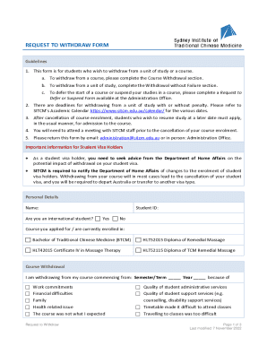 Fillable Online Request to Withdraw From Course or Unit of Study Fax Email Print - pdfFiller