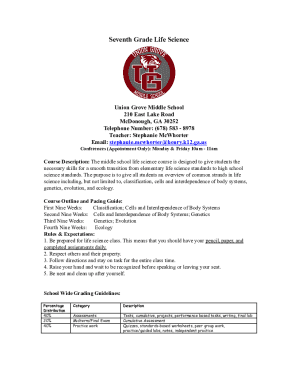 Fillable Online Seventh Grade Life Science Course Overview Fax Email ...