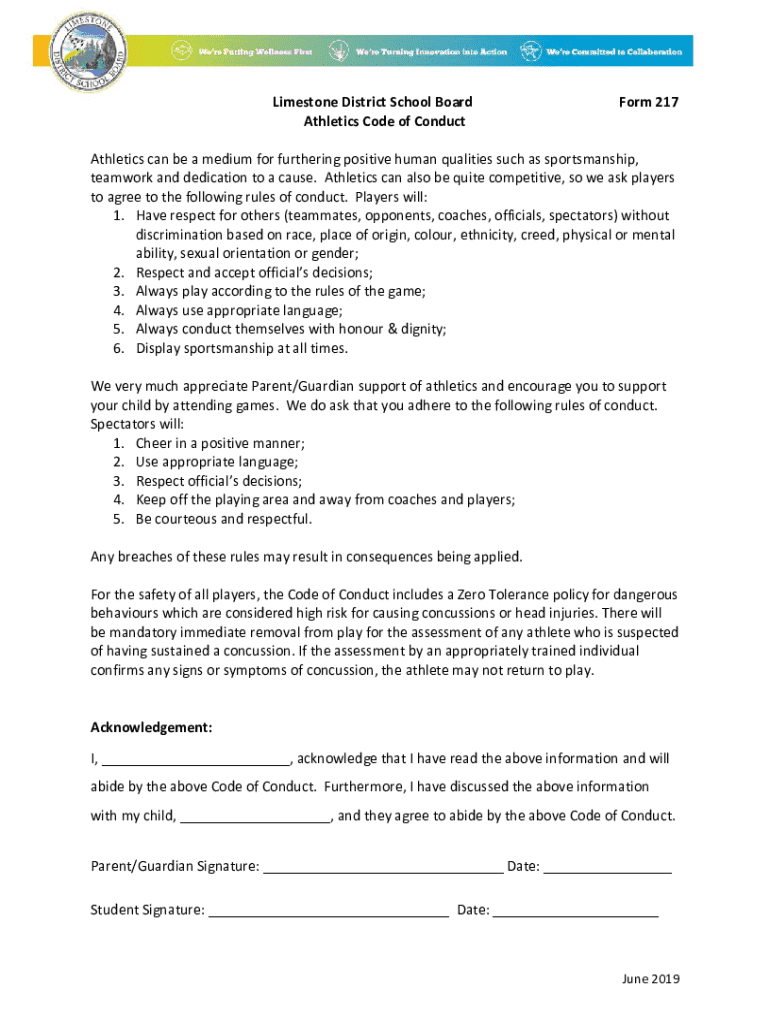 Fillable Online Athletics Code of Conduct Fax Email Print - pdfFiller