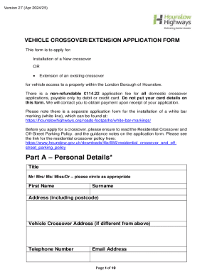 Fillable Online Vehicle Crossover/extension Application Form Fax Email ...