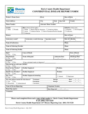 Fillable Online Davis County Health Department - Confidential Disease ...
