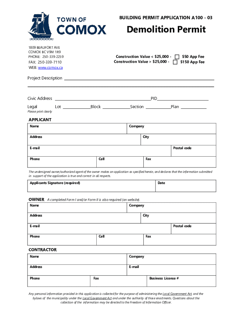 Fillable Online Application to Construct/Demolish Fax Email Print - pdfFiller