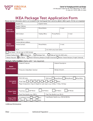 Fillable Online Ikea Package Test Application Fax Email Print - pdfFiller