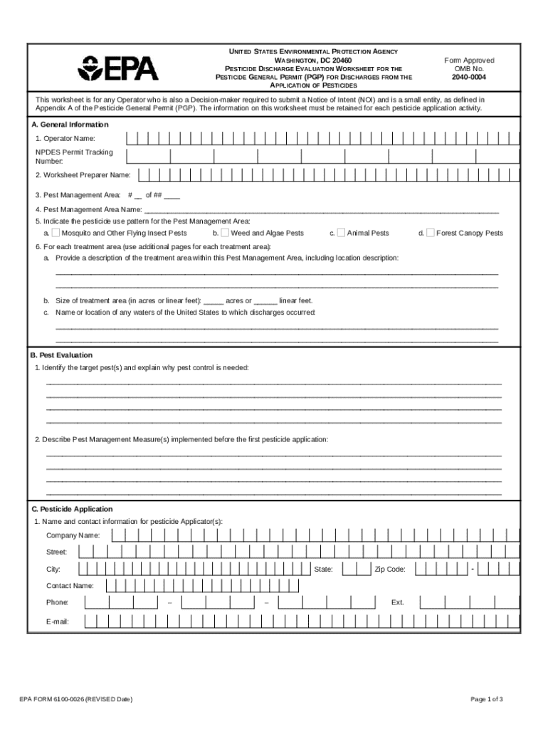 Final Pesticide General Permit (PGP) for Discharges from ... Doc Template | pdfFiller