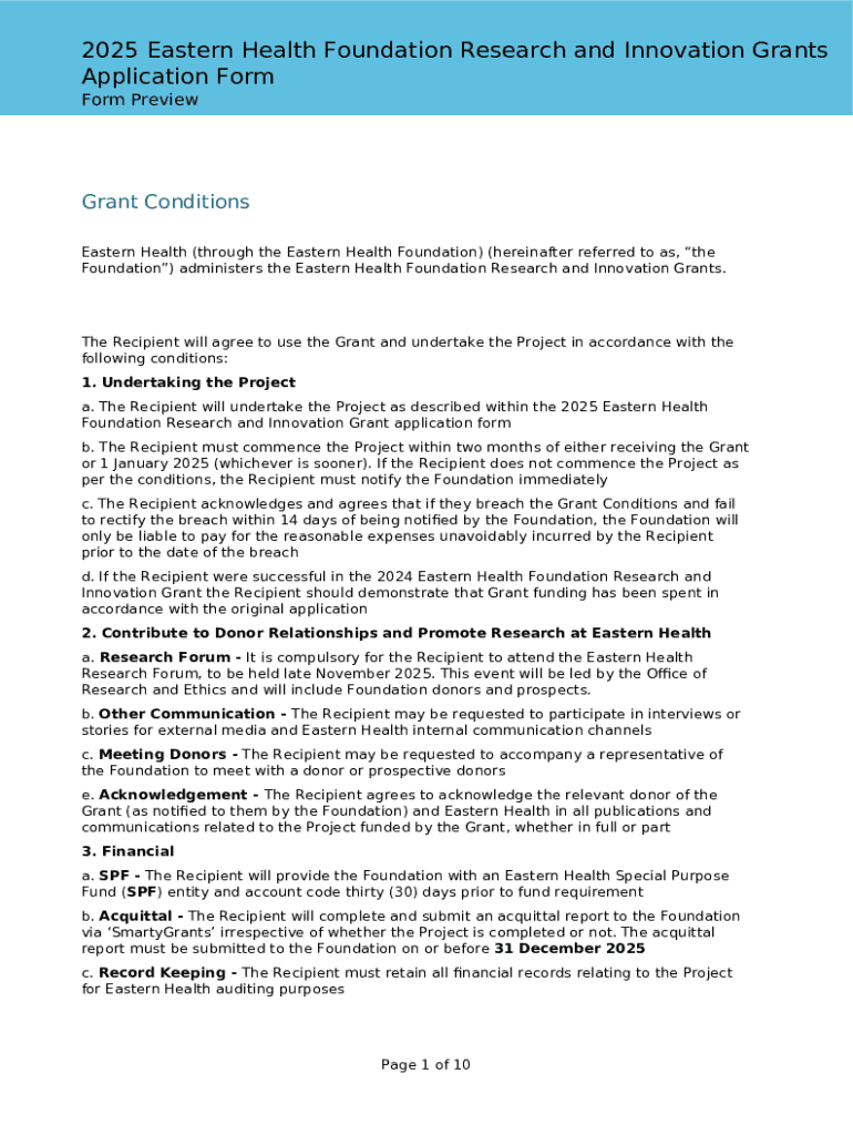 Fillable Online 2025 Eastern Health Foundation Research and Innovation Grants Fax Email Print ...