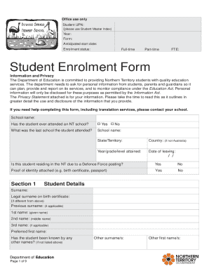 Fillable Online Student Enrolment Form Fax Email Print - pdfFiller