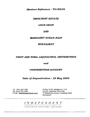 Fillable Online First and Final Liquidation, Distribution and Contribution Account Fax Email ...