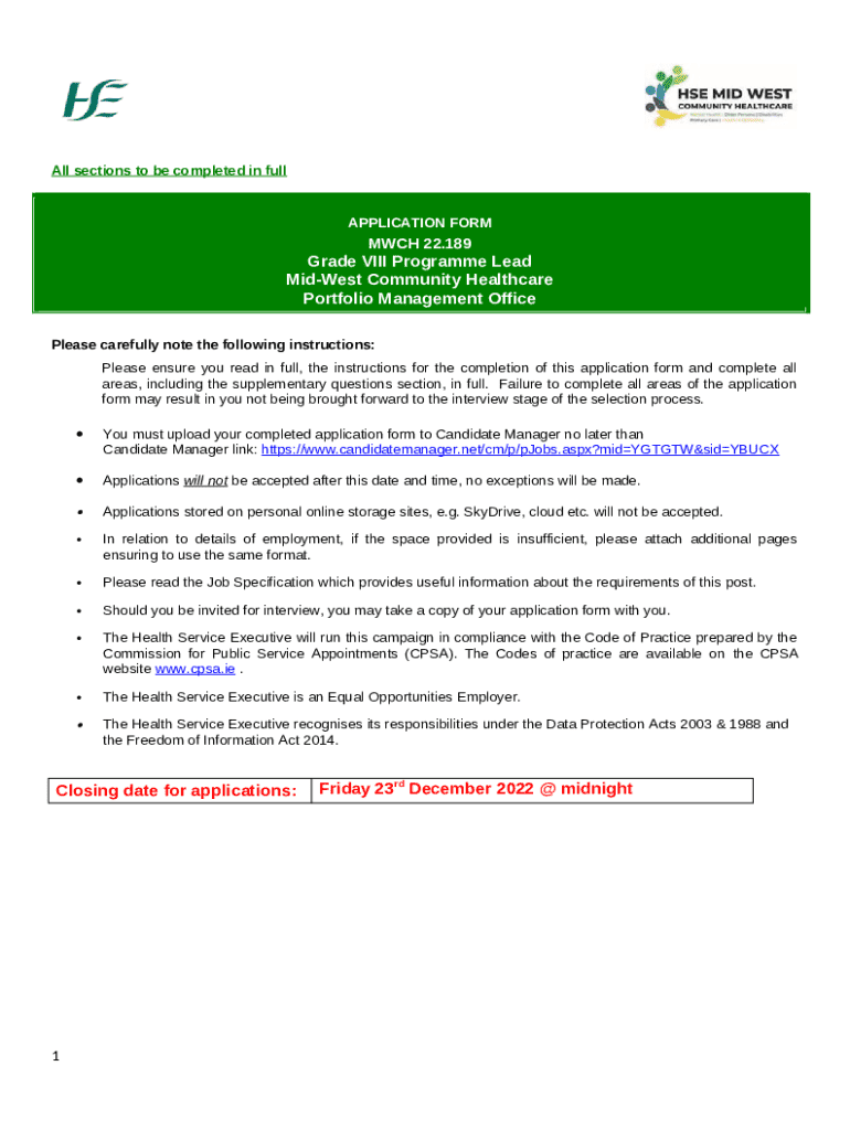 Application Mwch 22.189 Doc Template | pdfFiller