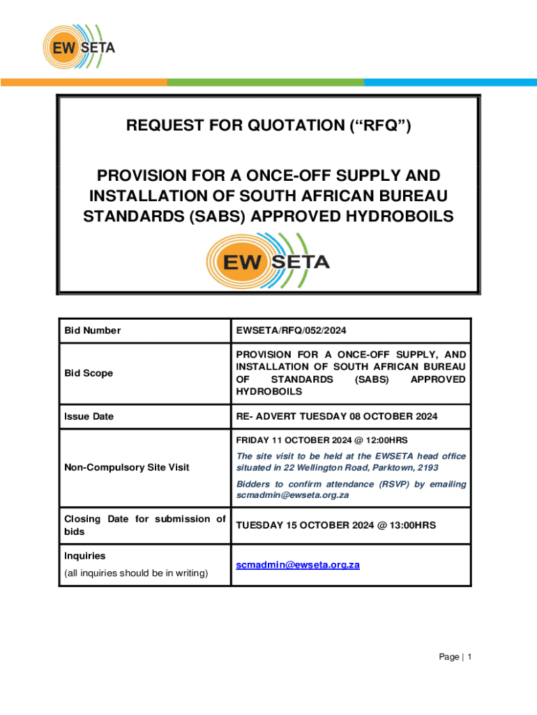 Fillable Online Request for quotation - Annexure A RFQ Number: 3201/24 ...
