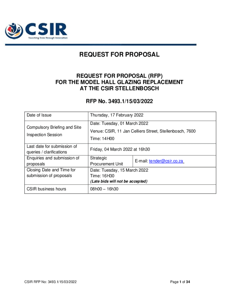 Fillable Online REQUEST FOR PROPOSAL (RFP) FOR THE MODEL ... Fax Email ...