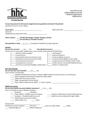 Fillable Online Annual Assessment for Permanent Supportive Housing (adults and Head of Household ...