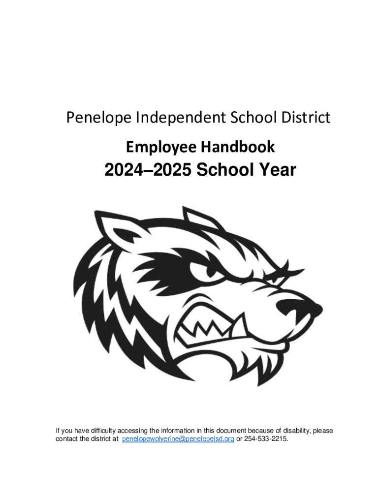 Fillable Online Penelope Independent School District Employee Handbook ...