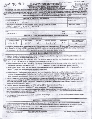 Fillable Online Elevation Certificate for Flood Insurance Fax Email ...