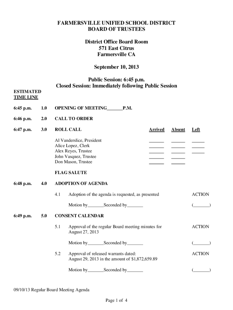 Fillable Online School Board Packets Fax Email Print - pdfFiller