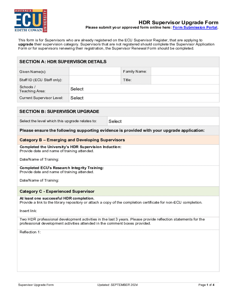 Fillable Online HDR Supervisor Upgrade Form Fax Email Print - pdfFiller