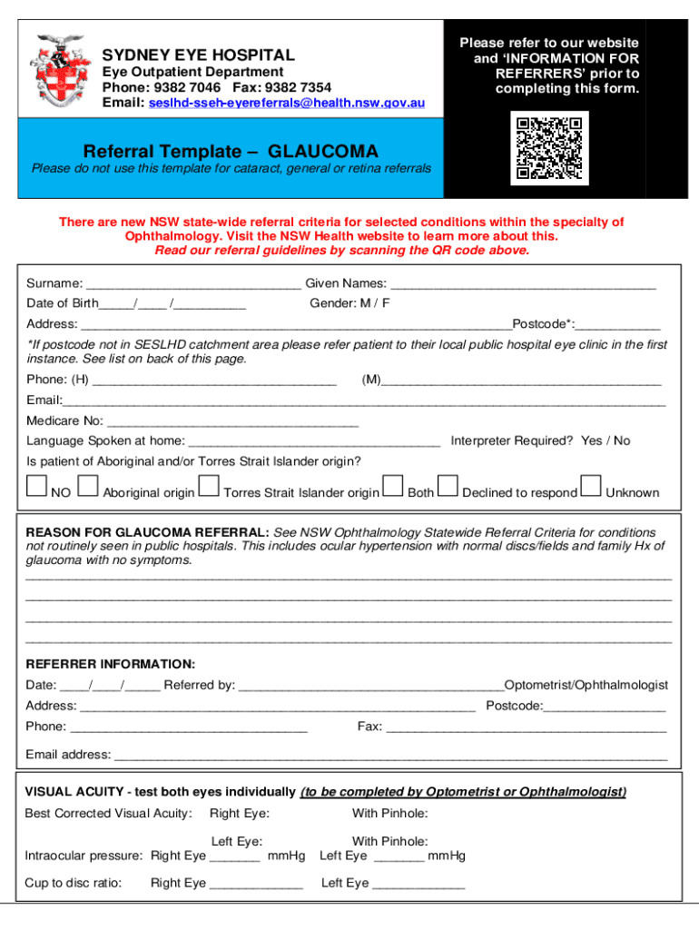 Fillable Online Sydney/Sydney Eye Hospital - General Eye Clinic Fax ...