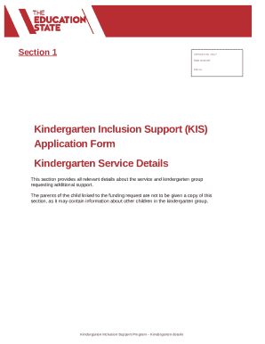 Section 1 Kindergarten Inclusion Support (KIS) Application ... Doc ...