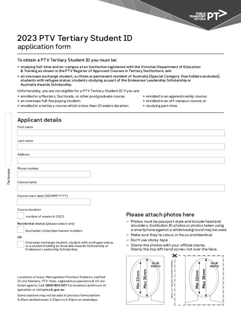 Fillable Online 2024 PTV Tertiary Student ID application form ...