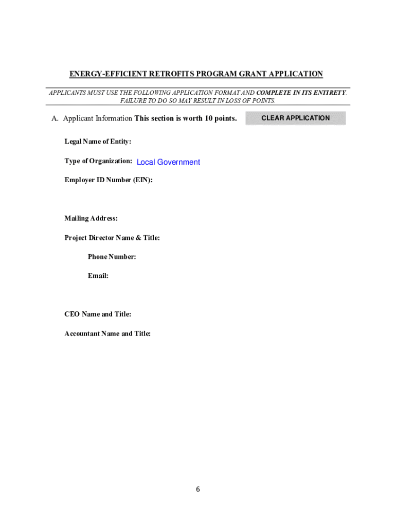 Fillable Online Energy-efficient Retrofits Grant Application and Guide Fax Email Print - pdfFiller
